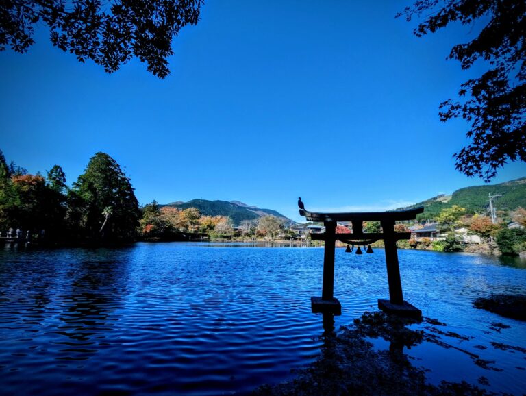 Kinrin Lake at Yufuin: Golden Reflections and the Mysterious Torii Gate