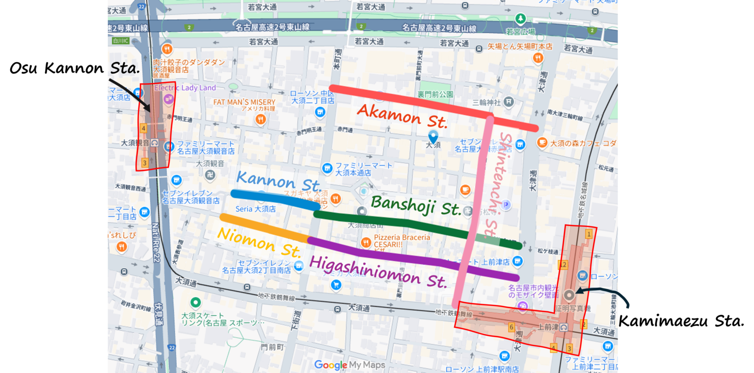 Osu_shopping_street_map | Tabimania Japan