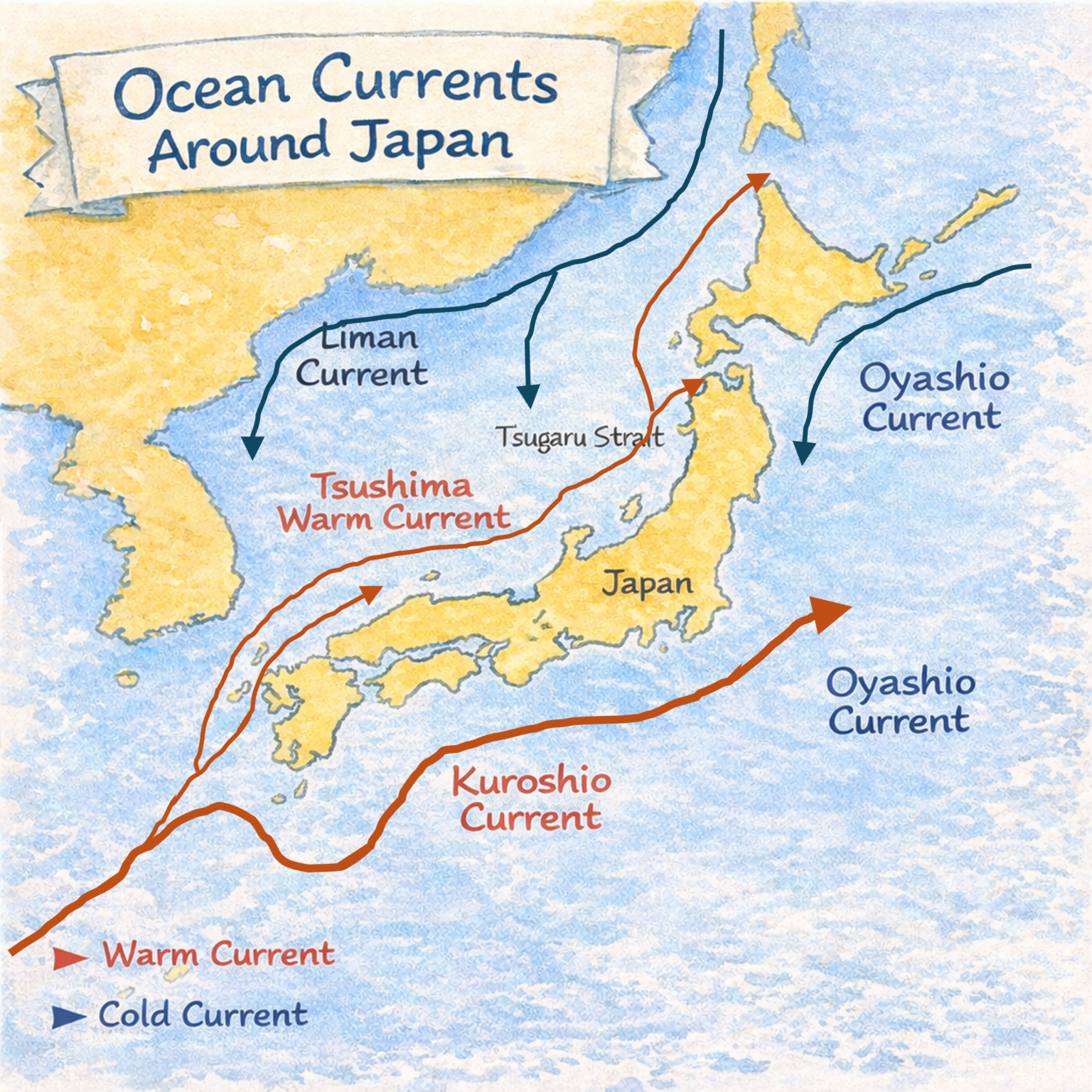 Ocean currents around_japan | Tabimania Japan